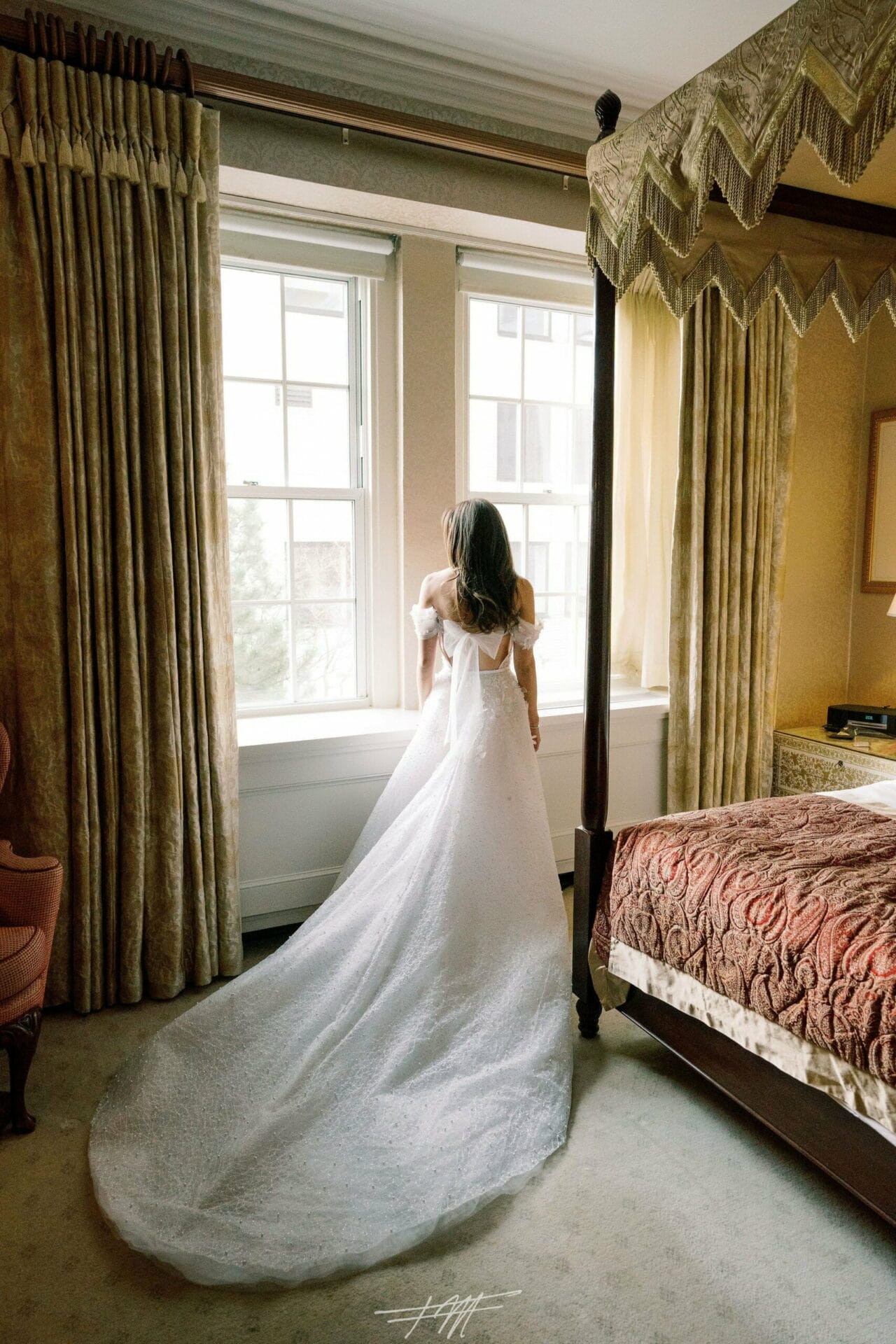 Stephanie Sutton wearing Shine gown - Mira Zwillinger