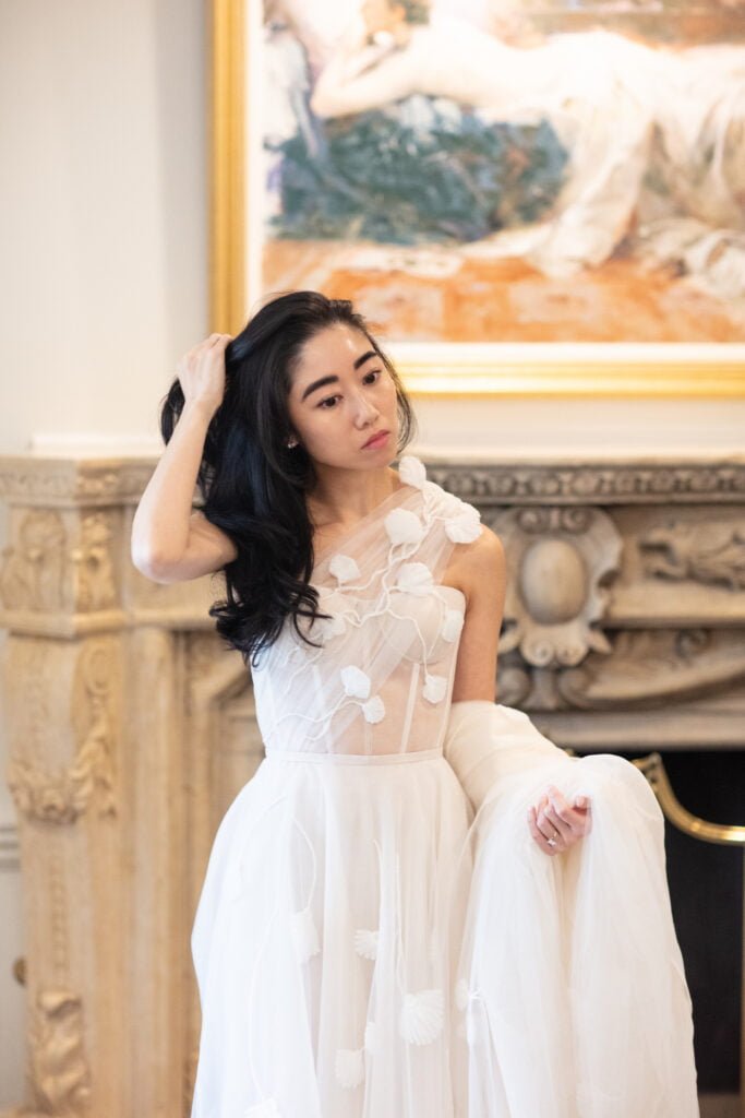 Adrienne Tam wearing Torria gown - Mira Zwillinger