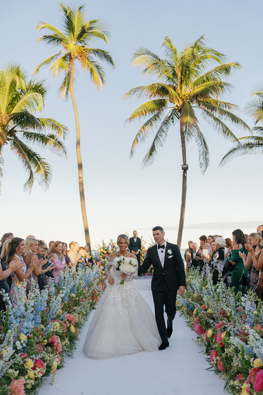 Maryann Santulli Liss wearing custom Audrey gown, matching topper and ...